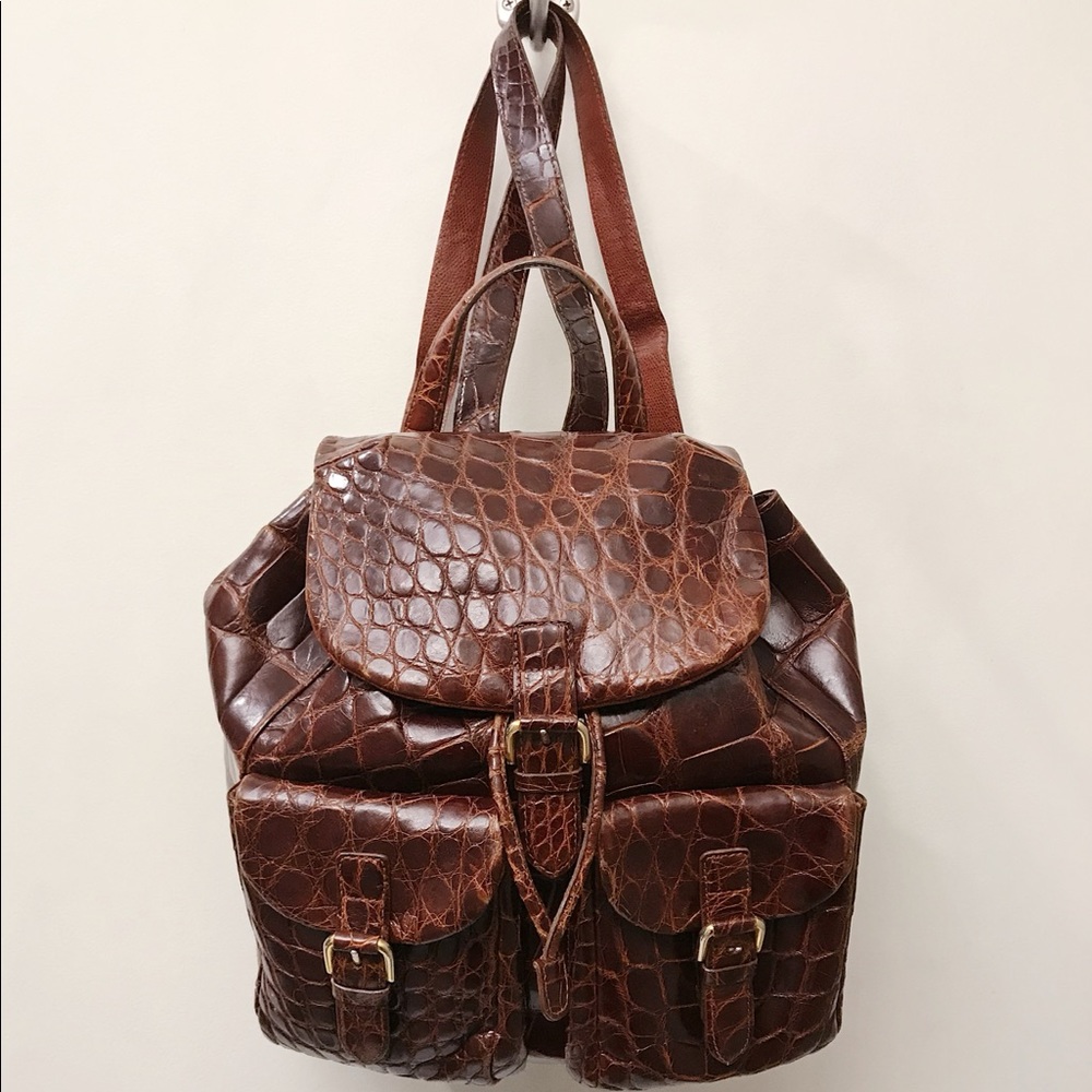 Helene Crocodile Alligator Skin Backpack Italy - Gem